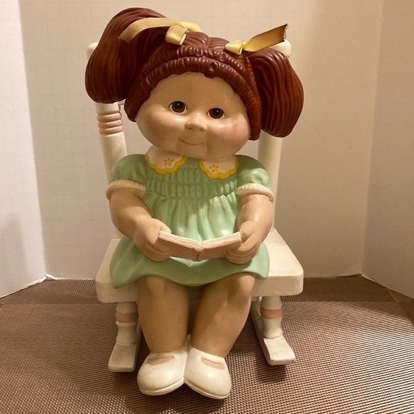 Other | Vintage Cabbage Patch Doll Girl On Rocking Chair Ceramic ...